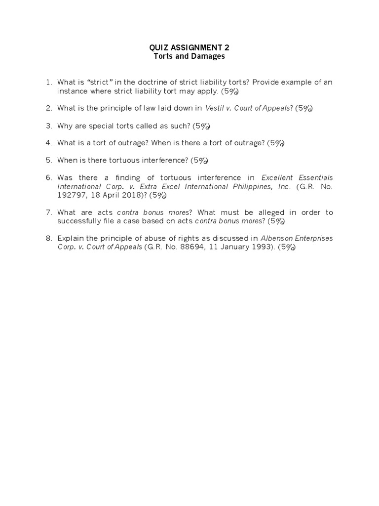 Quiz Assignment 2 | PDF