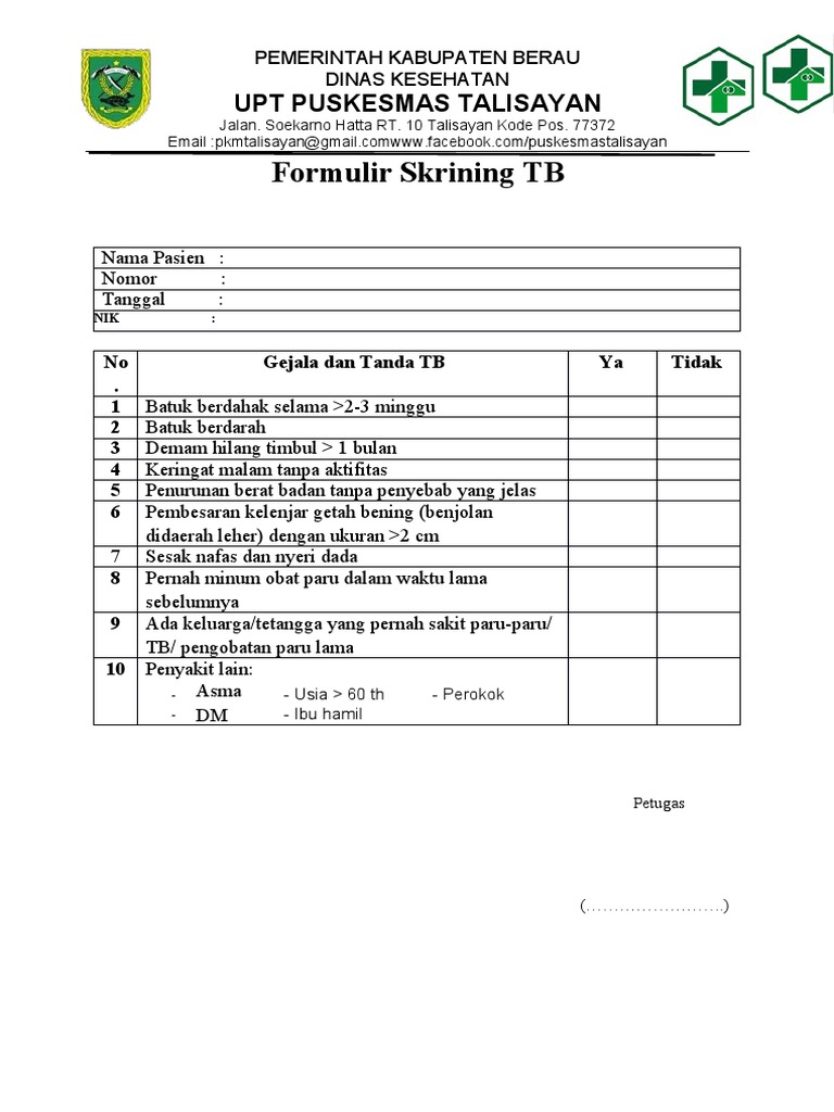 Formulir Skrining TB | PDF