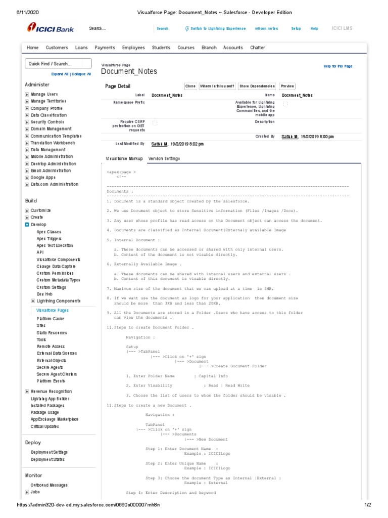 Visualforce Page - Document - Notes - Salesforce - Developer Edition ...