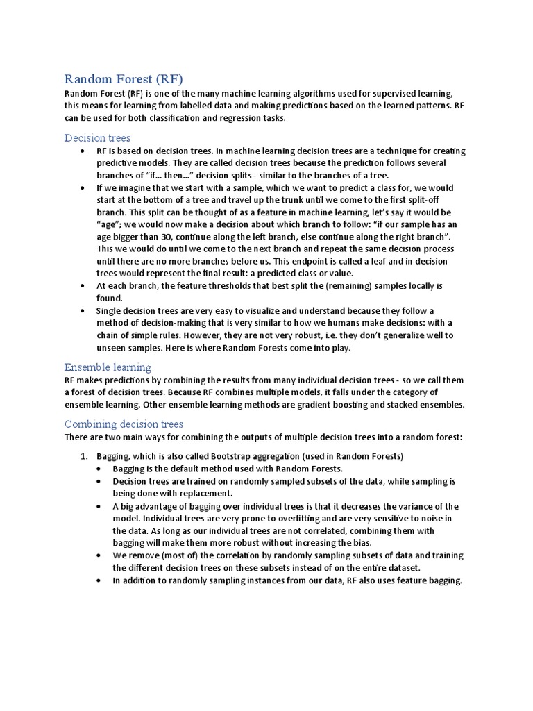 Random Forest Rf Decision Trees Pdf Theoretical Computer