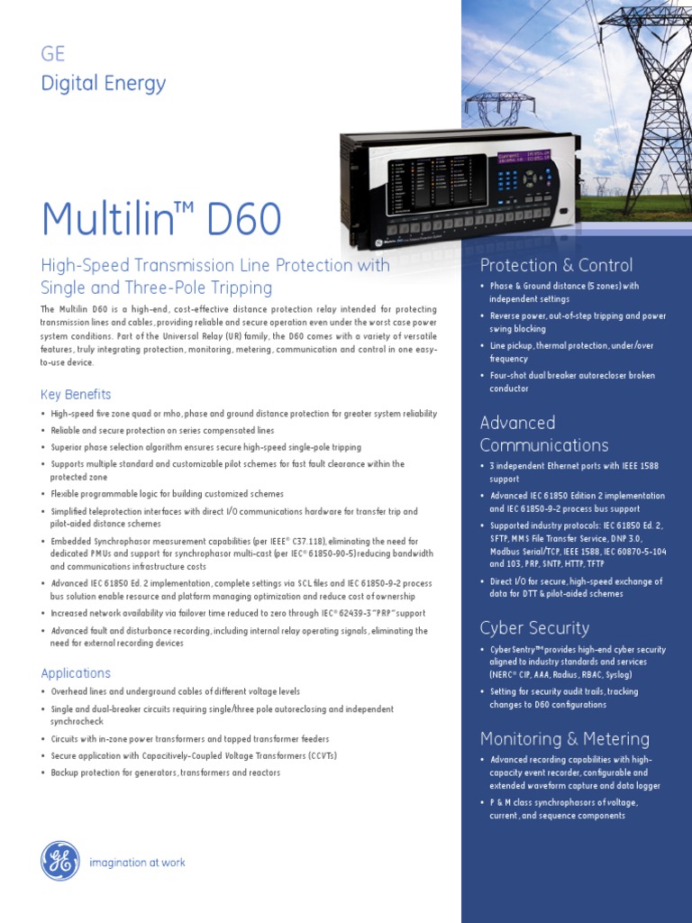 Multilin D60: High-Speed Transmission Line Protection With Single and ...