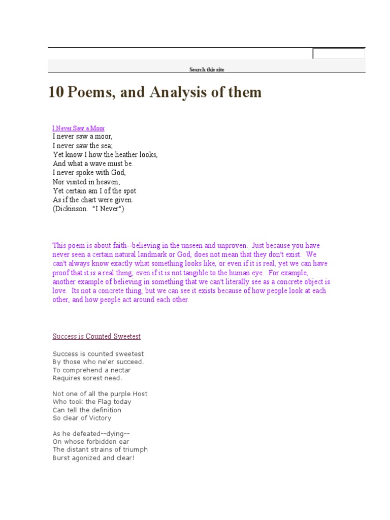 Emily Dickinson: Poem Analyses | PDF | Emily Dickinson