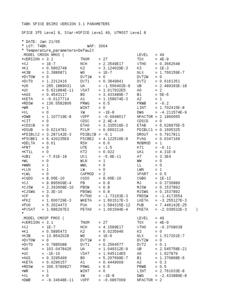 180nm Bsim Level7 | PDF