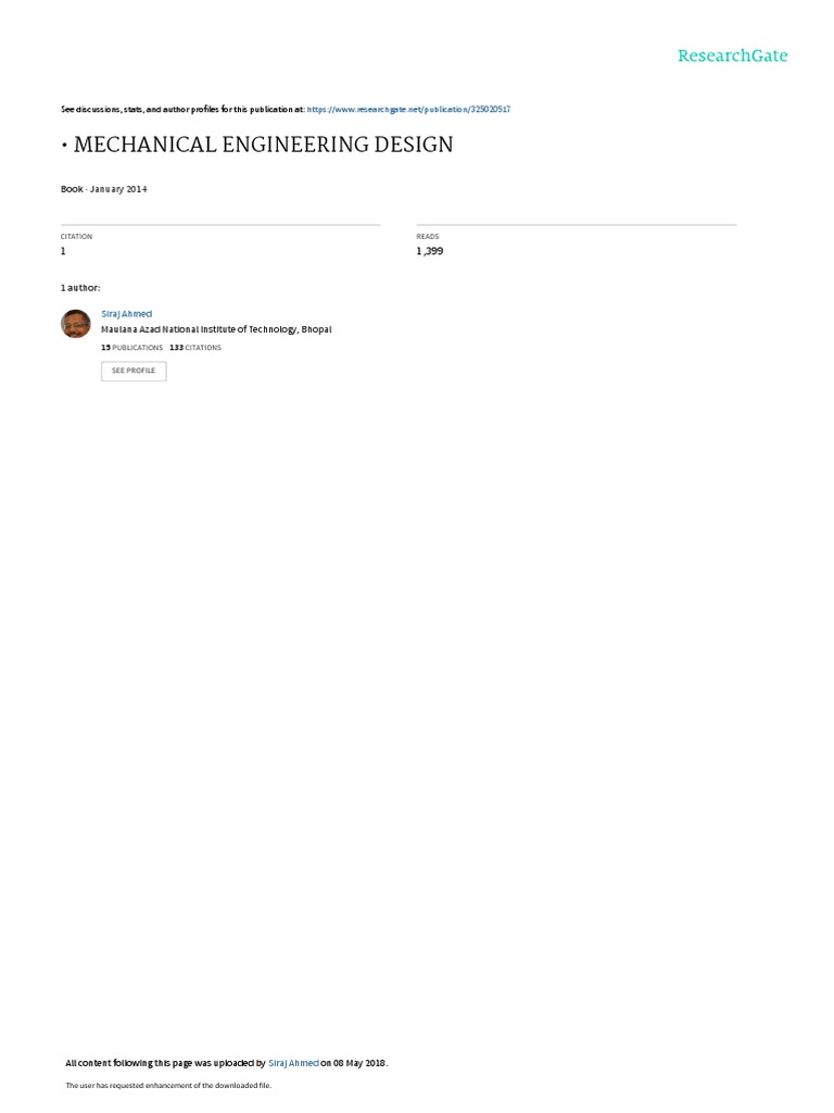 Mechanical Engineering Design: January 2014 | PDF | Machines | Engineering