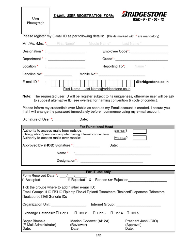 E-Mail User Registration Form 12 | PDF | Password | Mail