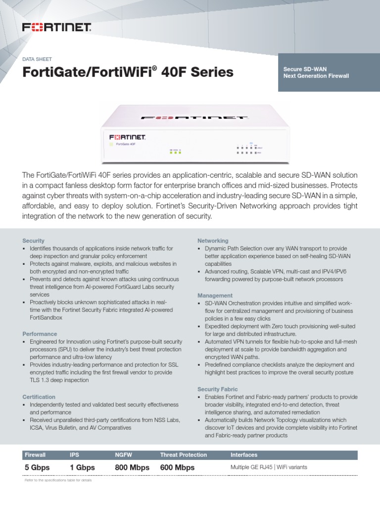 Fortigate Fortiwifi 40f Series | PDF | Transport Layer Security ...
