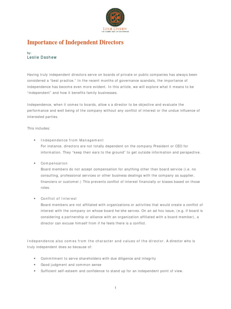The Importance of Independent Directors: How Independence Benefits ...