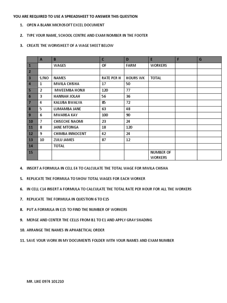 Excel Exam | PDF | Worksheet | Spreadsheet