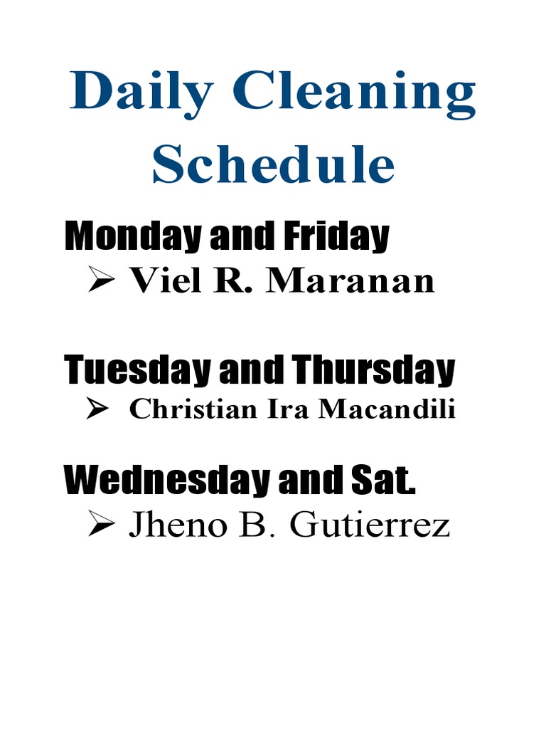 Daily Cleaning Schedule Overview | PDF