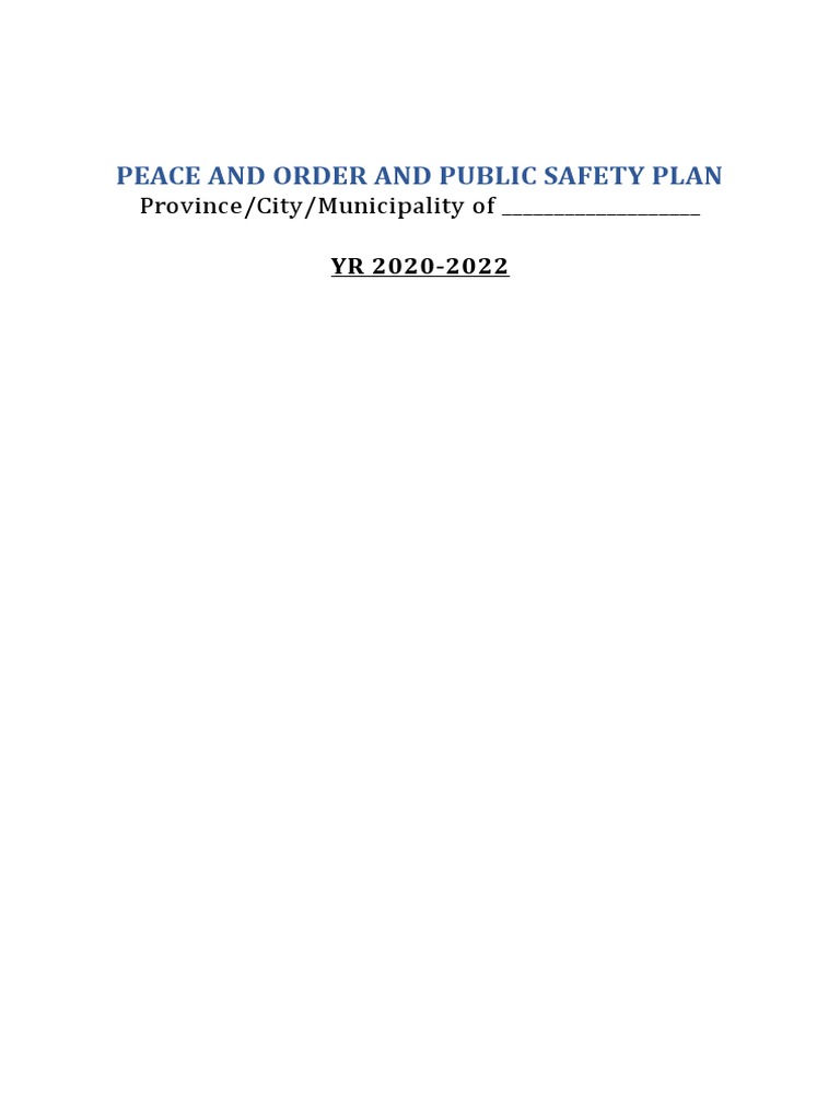FINAL POPS Plan Workbook 2019 | PDF | Emergency | Peace