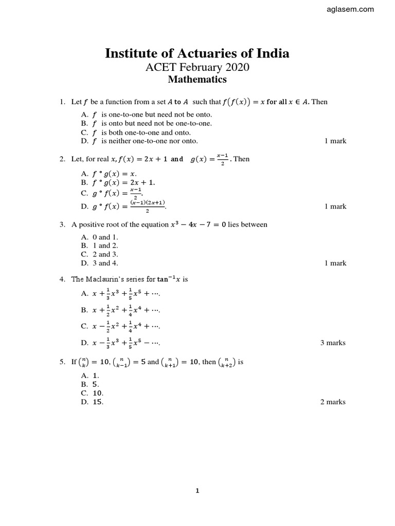 ACET February 2020 Question Paper | PDF | Mean | Air Pollution