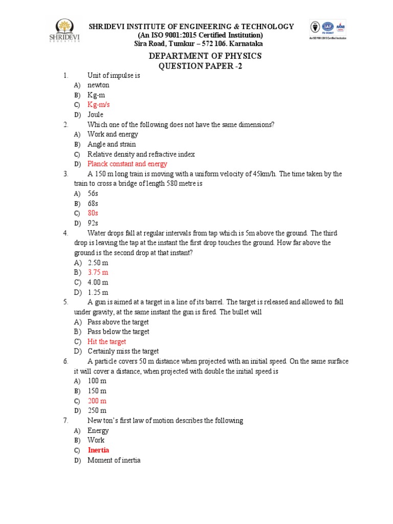 KCET Physics Mock Test Paper 2023 | PDF | Electromagnetic Spectrum ...