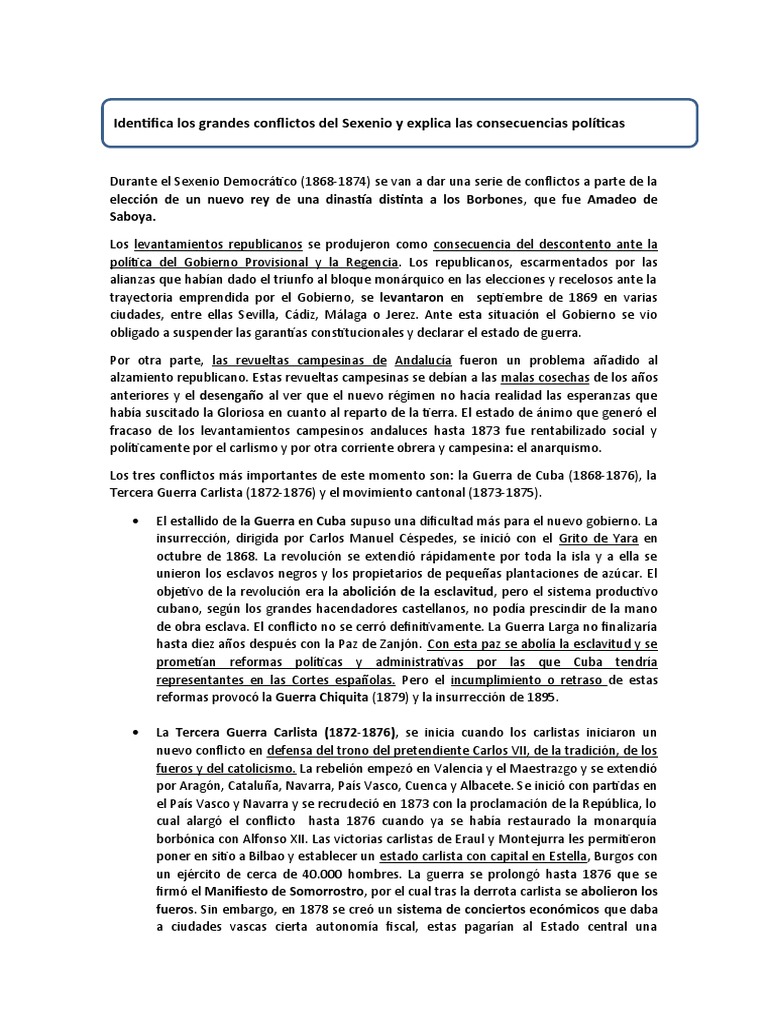 BLOQUE 6 - Identifica Los Grandes Conflictos Del Sexenio y Explica Las Consecuencias Políticas ...