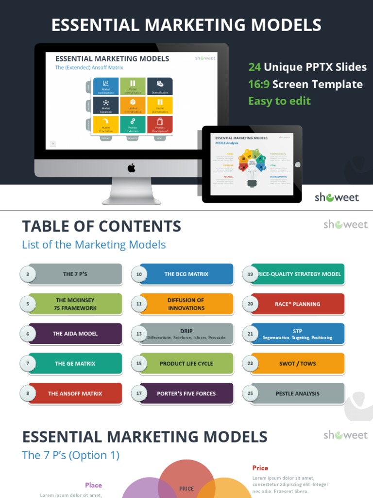 Essential Marketing Models: 24 16:9 Easy To Edit | PDF | Market ...