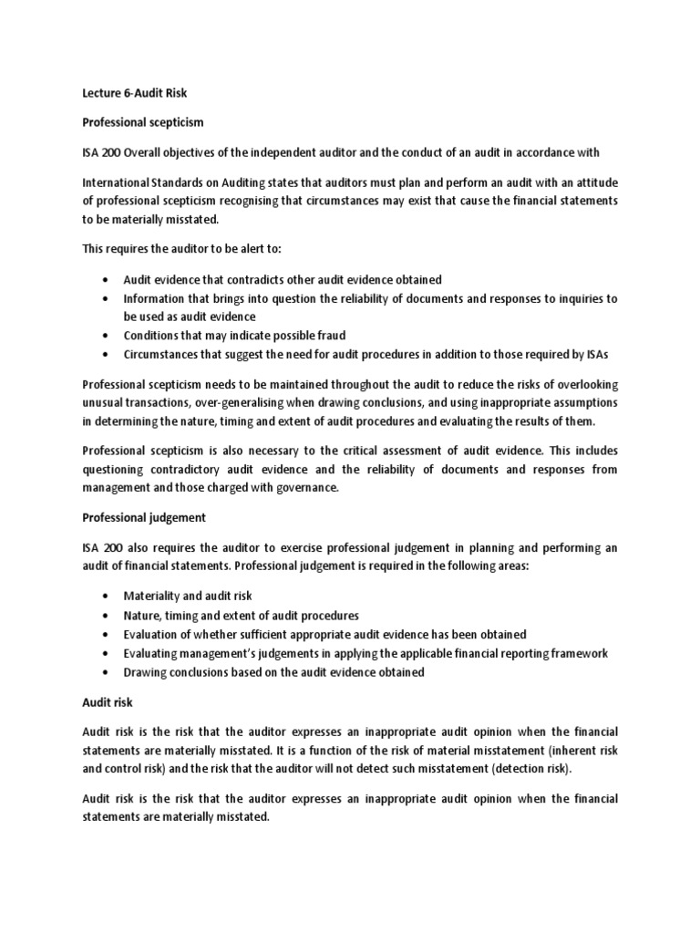 Understanding Audit Risk: Professional Scepticism, Judgment, and Gaining an Understanding of the ...