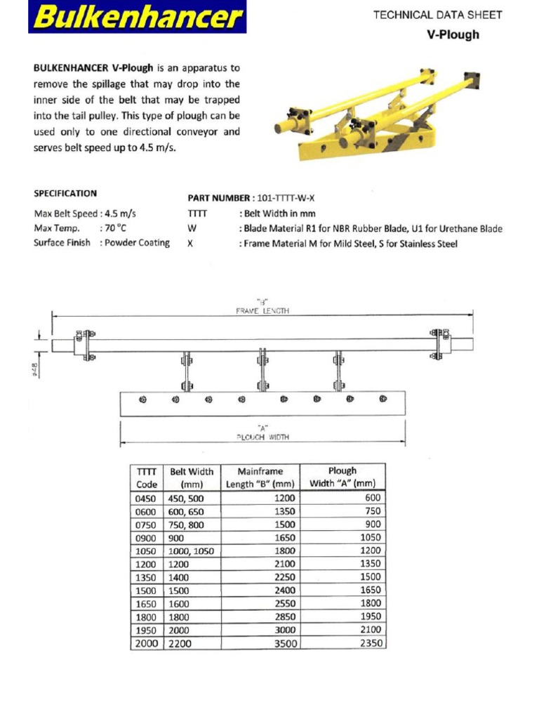 Technical Data Sheet V-Plough | PDF