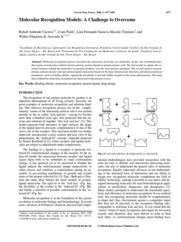10-Molecular Recognition Models | PDF | Ligand (Biochemistry) | Docking ...