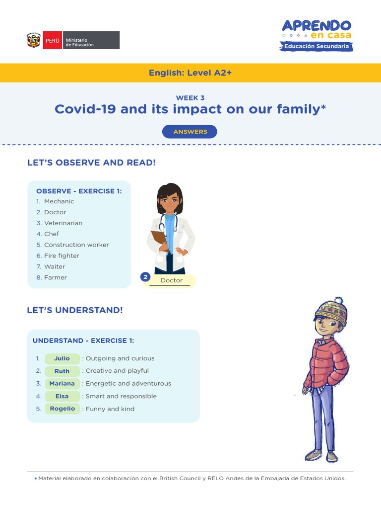 Covid-19 and Its Impact On Our Family : English: Level A2+ | PDF