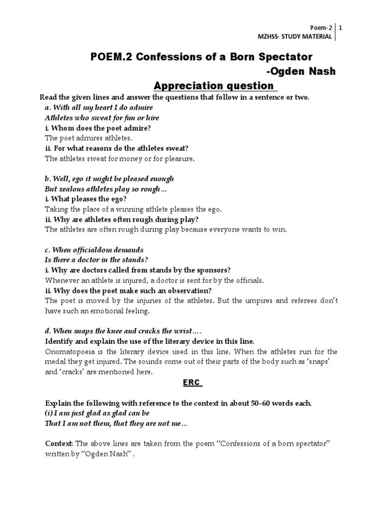 POEM.2 Confessions of A Born Spectator - Ogden Nash Appreciation ...