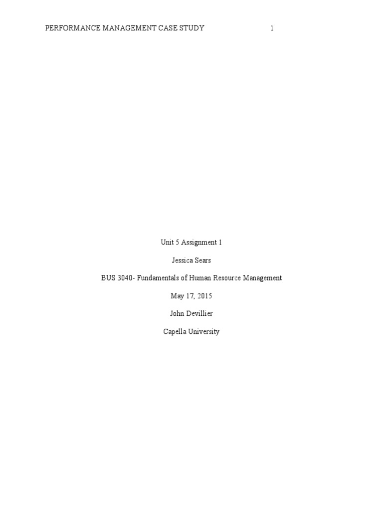 Performance Management Case Study 1 | PDF | Supervisor | Employment