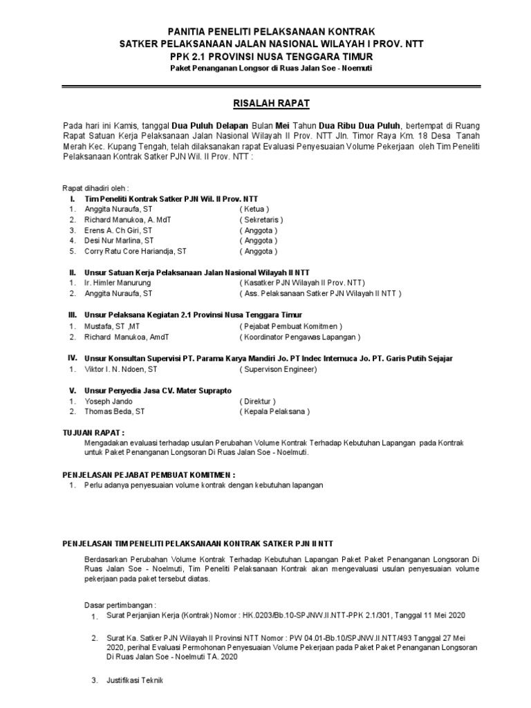 Risalah Rapat PDF | PDF