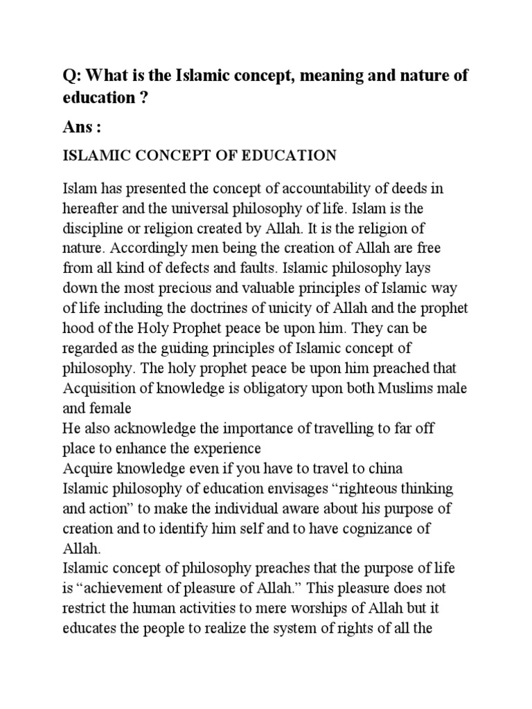 An In-Depth Exploration of the Islamic Concept of Education According ...