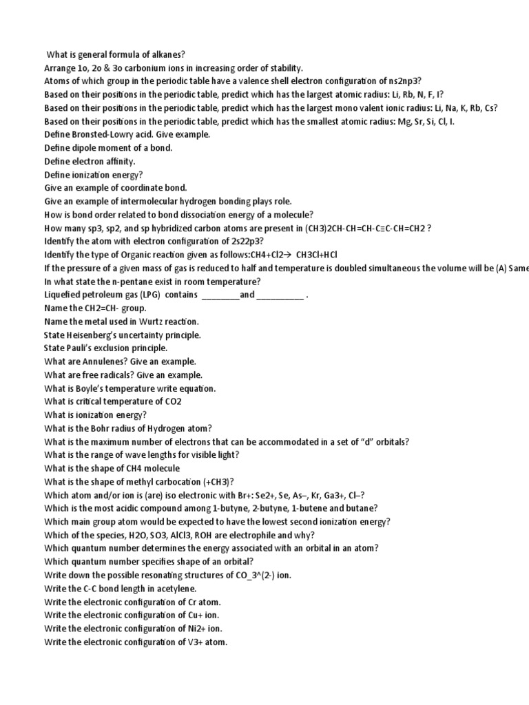 BSC Question Bank | PDF | Chemical Bond | Molecular Orbital