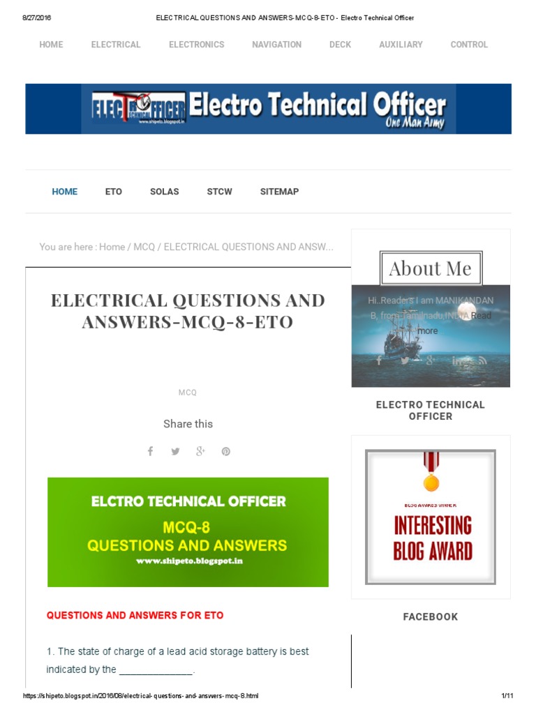 ELECTRICAL QUESTIONS AND ANSWERS-MCQ-8-ETO - Electro Technical Officer ...