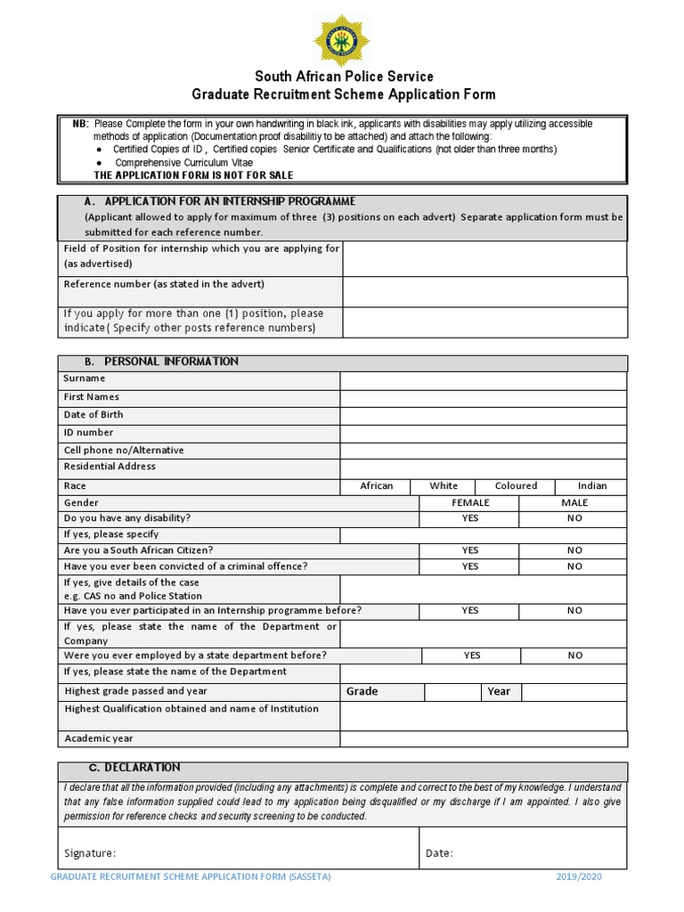 South African Police Service Graduate Recruitment Scheme Application ...