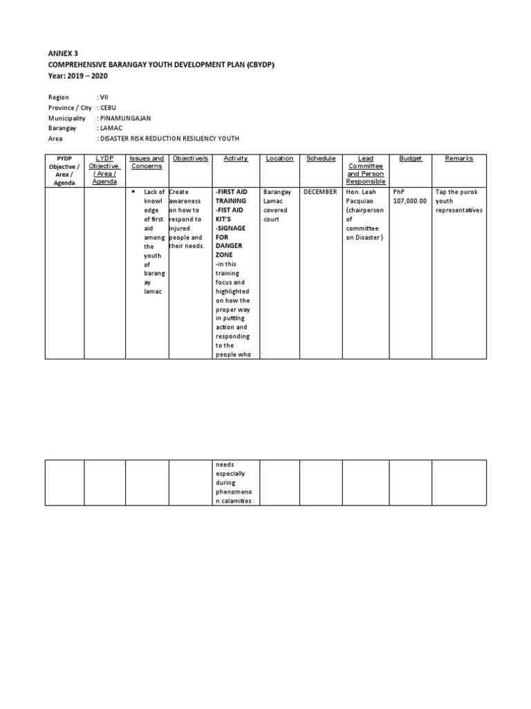 CBYDP 2024: Barangay Lamac Plan | PDF