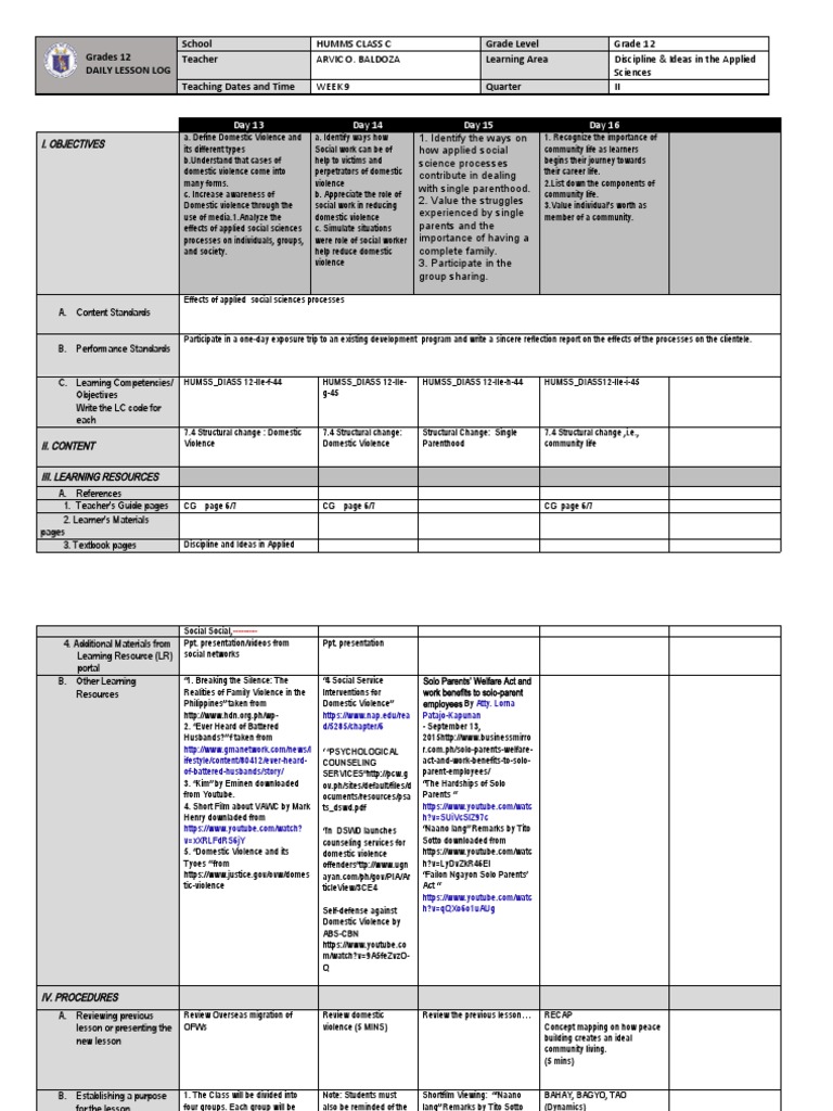 DLP DIASS Q2 Week E-F - Effects of Applied Social Sciences Structural Change | PDF | Domestic ...