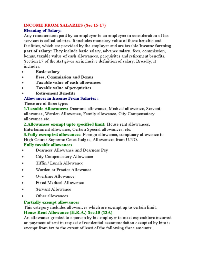Income From Salaries | PDF | Employee Benefits | Salary