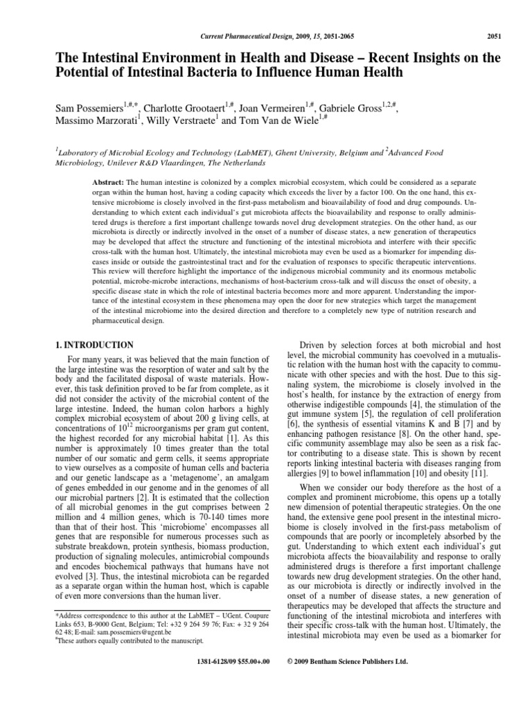 The Intestinal Environment in Health and Disease - Recent Insights On ...
