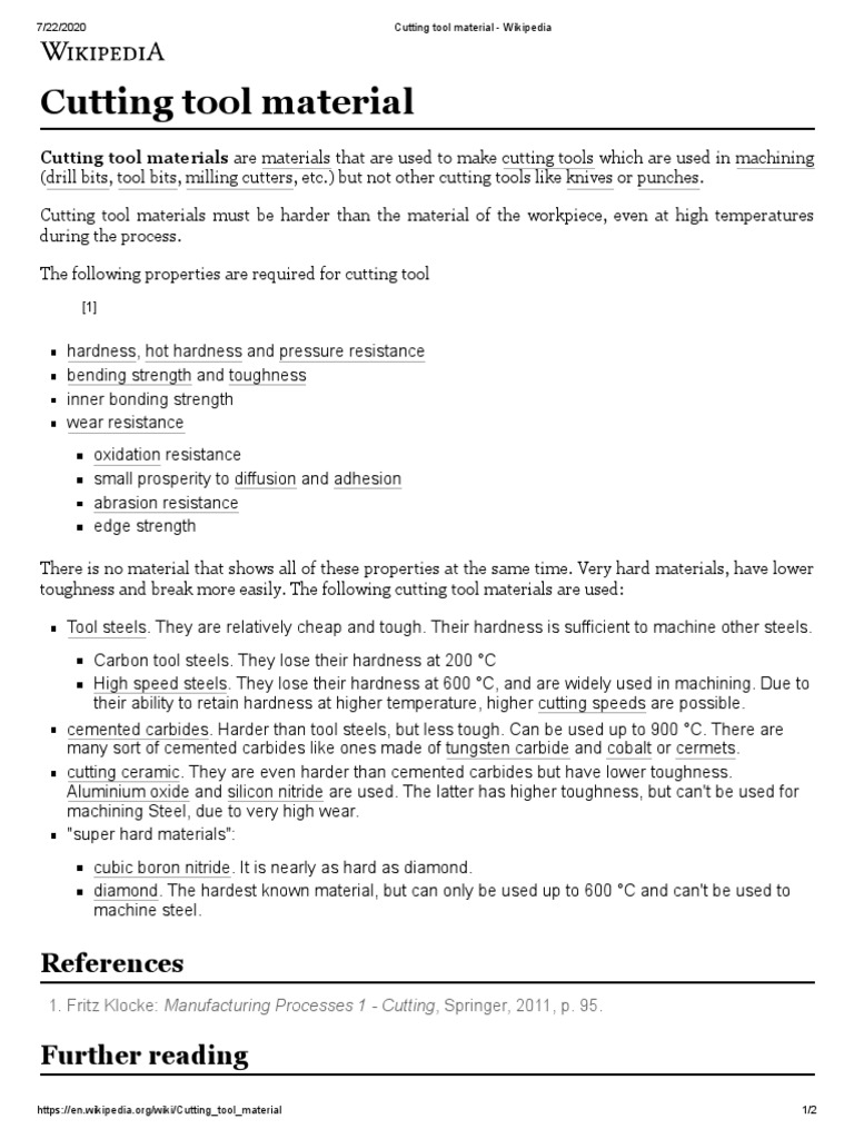 Cutting Tool Material | PDF | Machining | Steel