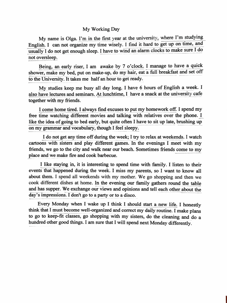 My Working Day | PDF | Language Arts & Discipline | Wellness