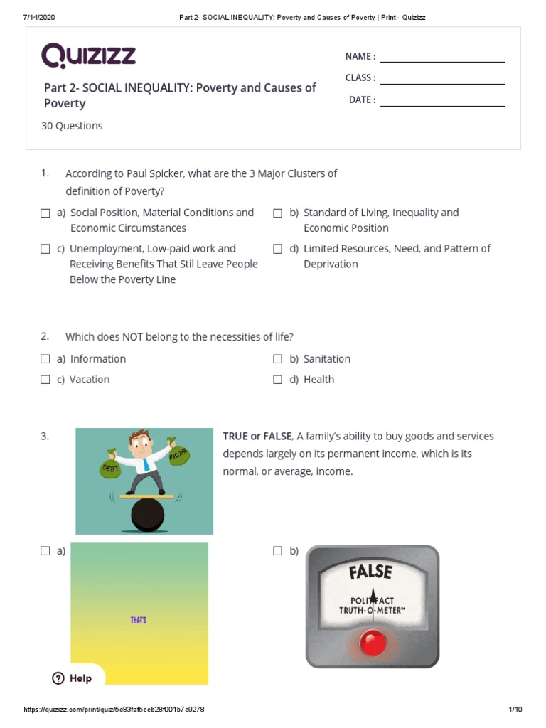 An Analysis of Key Concepts Related to Poverty and the Causes of ...