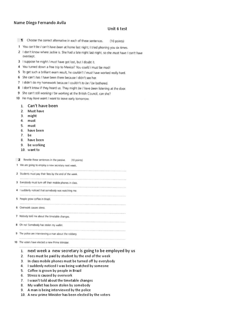 Unit 6 Test Fce | PDF
