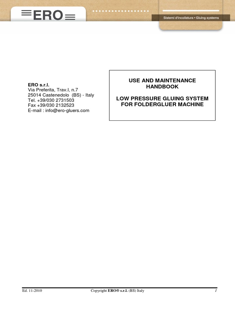 ERO BP Manual Folder Gluer | PDF | Pump | Safety