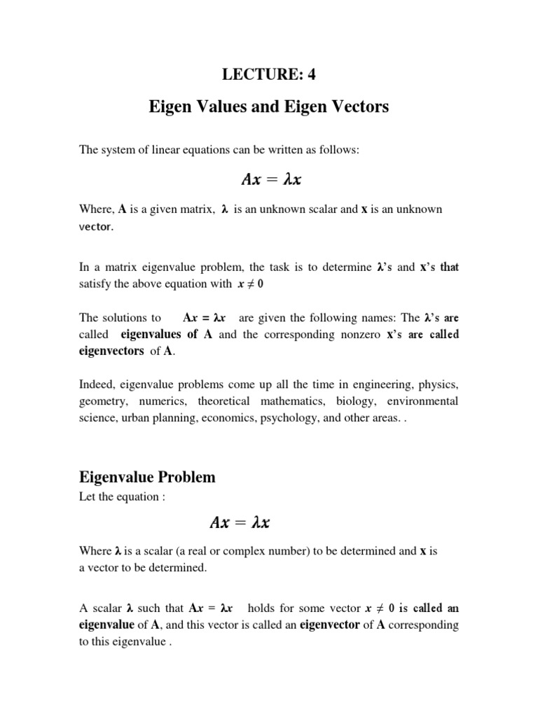 Eigenvalues & Eigenvectors Basics | PDF | Teaching Methods & Materials