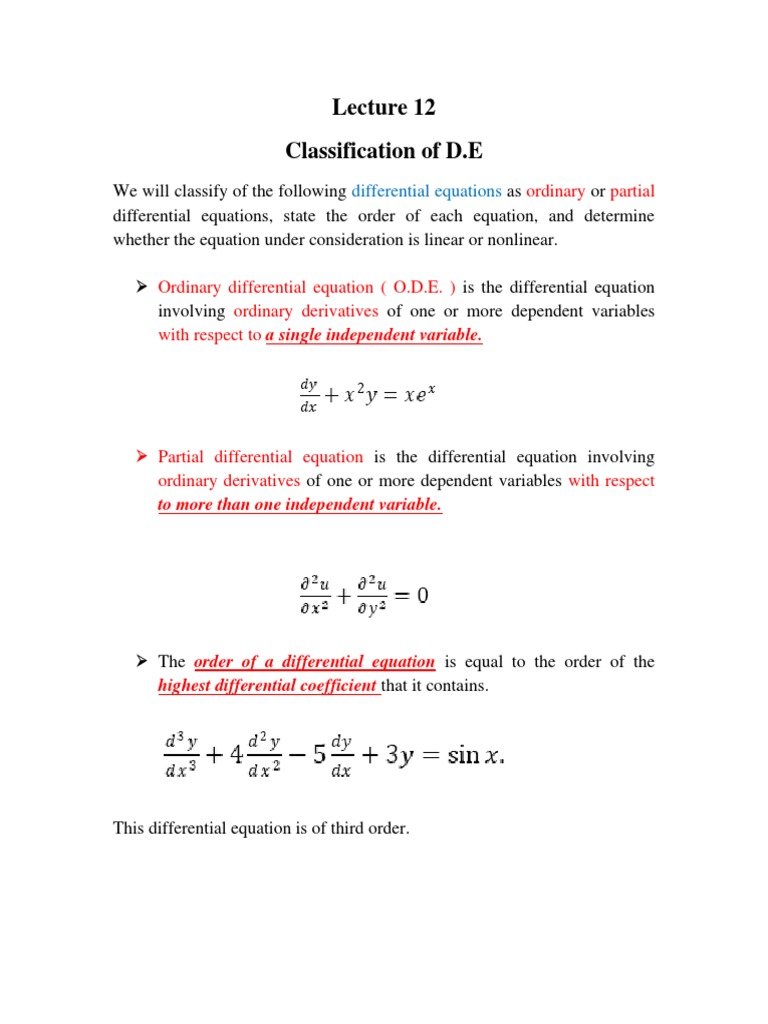 Classification of Differential Equation | PDF