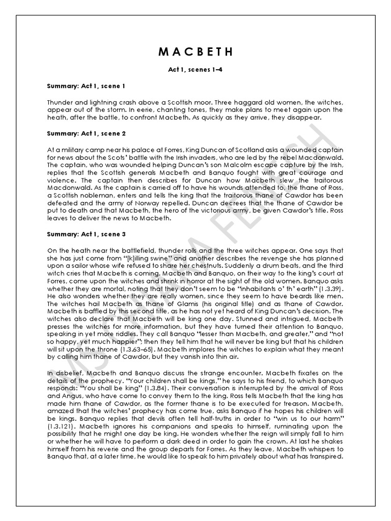 Macbeth Act 1 Notes PDF | PDF | Macbeth