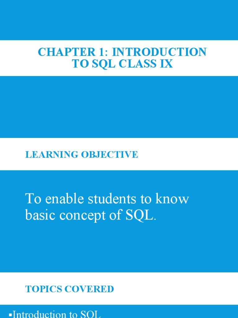 Ch1 Introduction To Sql Pdf Relational Database Sql