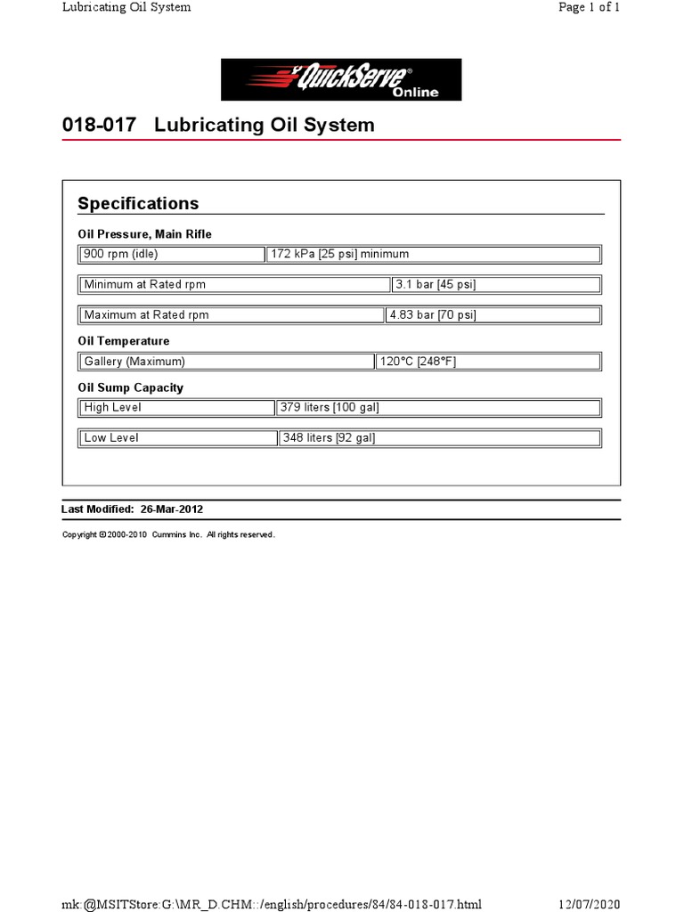 Lubricating Oil System