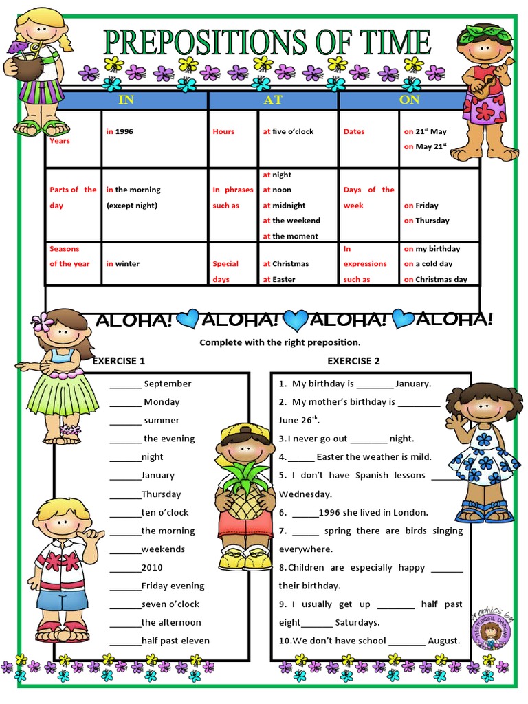 Prepositions of Time | PDF