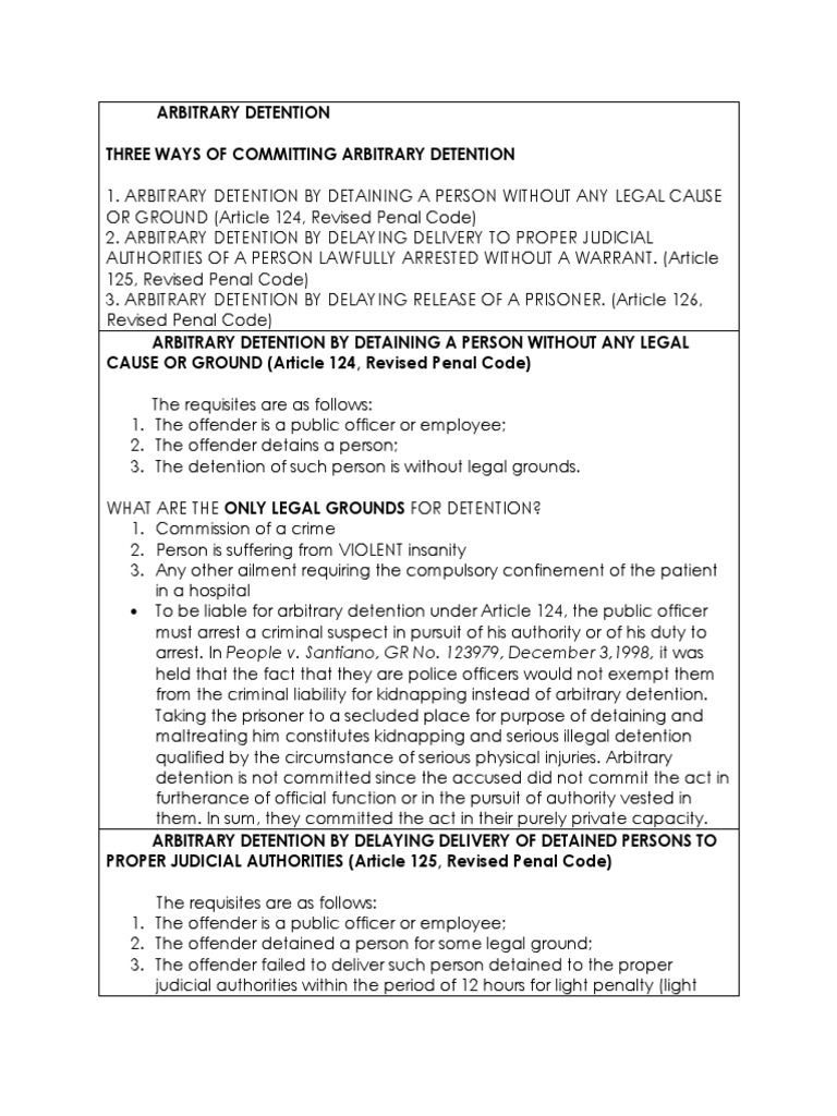 Three Ways of Committing Arbitrary Detention | PDF | Arrest | Detention (Imprisonment)