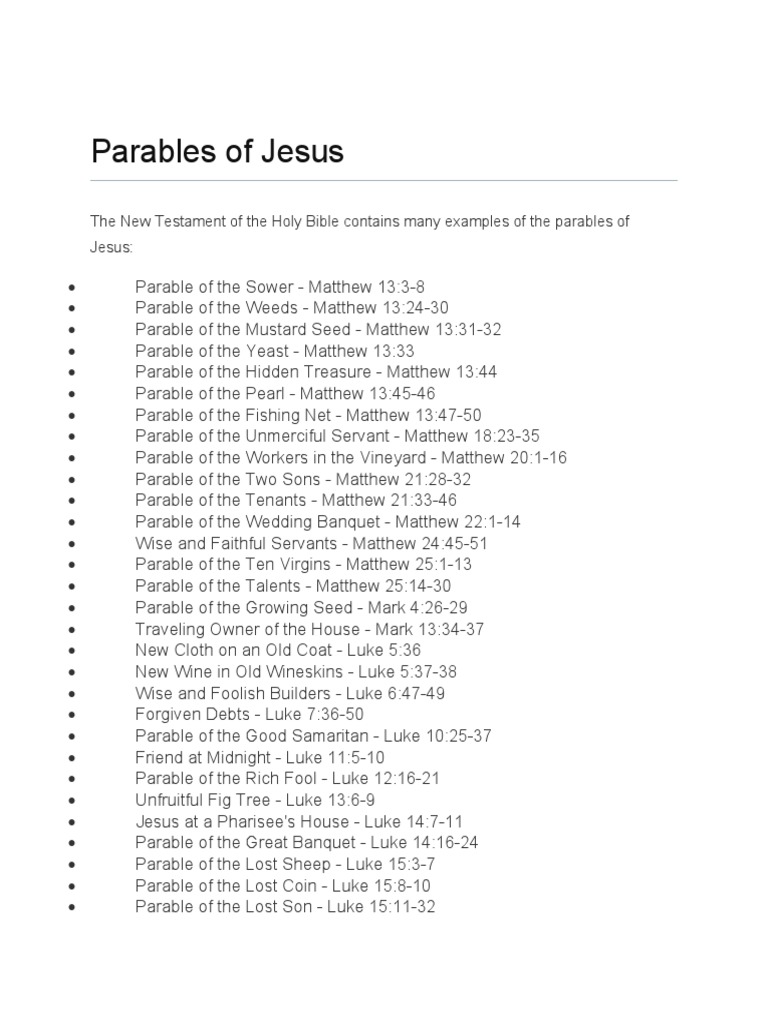 Parables | PDF | Parables Of Jesus | Gospel Of Matthew