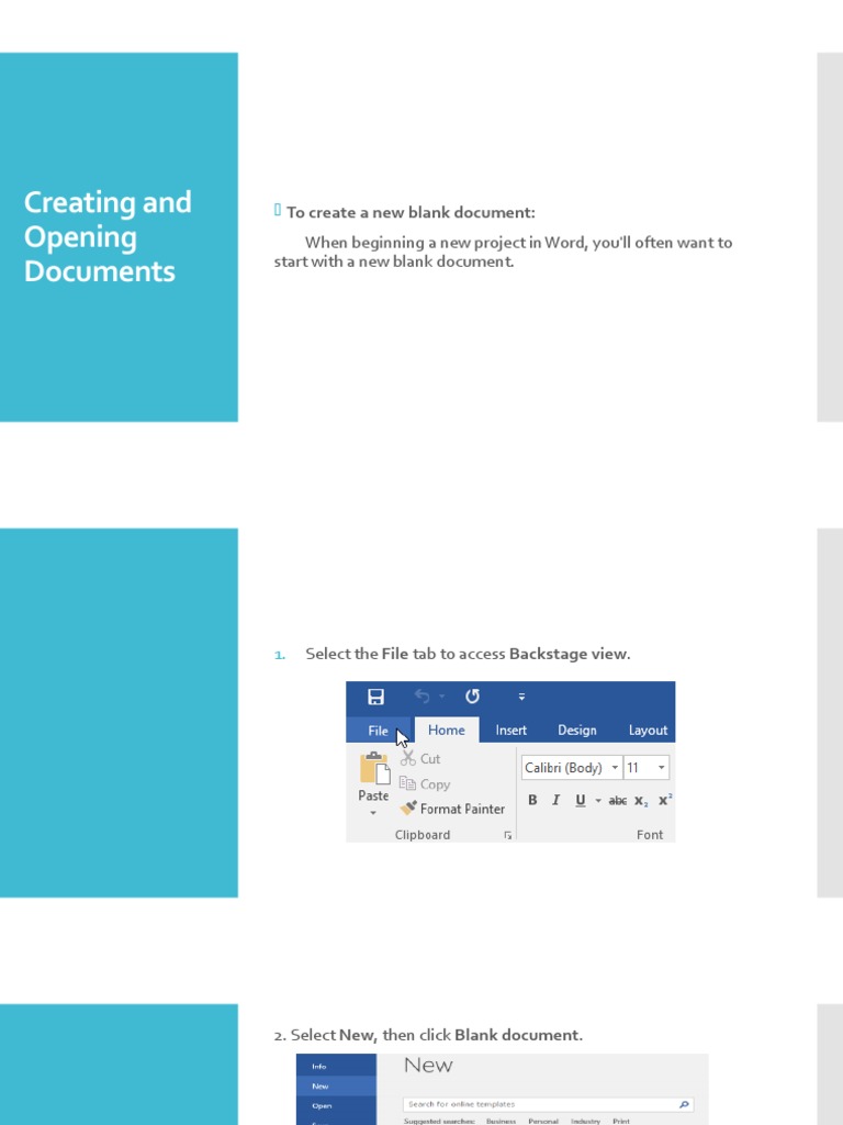 Word 2016 Lesson 2 Creating and Opening Documents | PDF | Computer File | Operating System Families