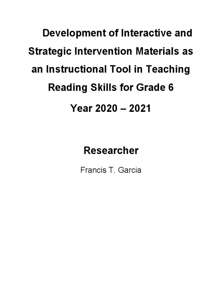Development of Strategic and Interactive Intervention Materials As An ...