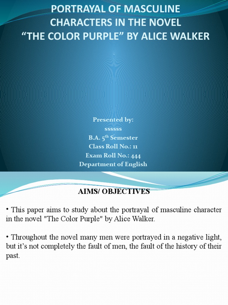 Portrayal of Masculine Characters in The Novel "The Color Purple" by ...