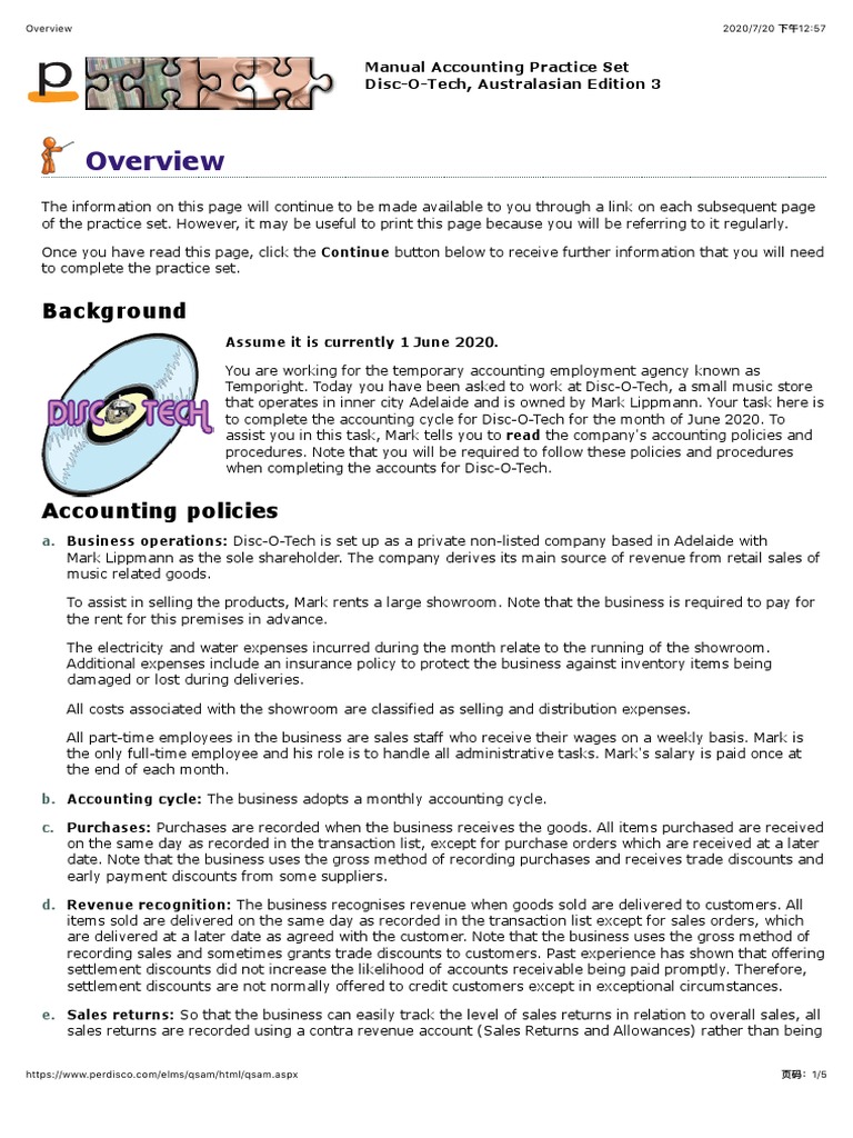 Background: Manual Accounting Practice Set Disc-O-Tech, Australasian ...
